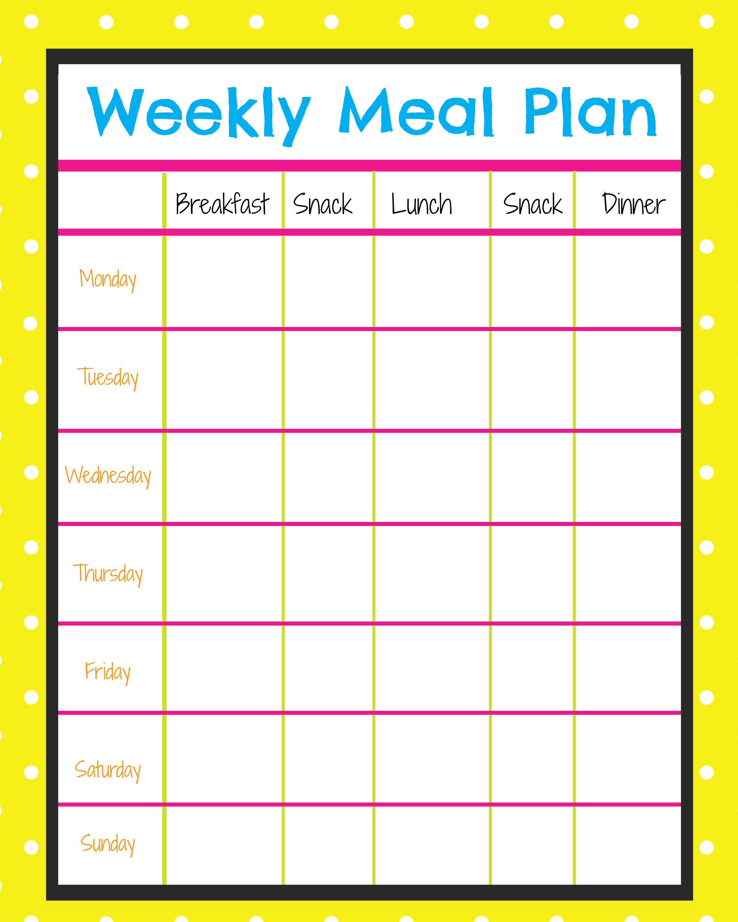 Printable Weekly Dinner Menu Planner Template Printable Free Templates