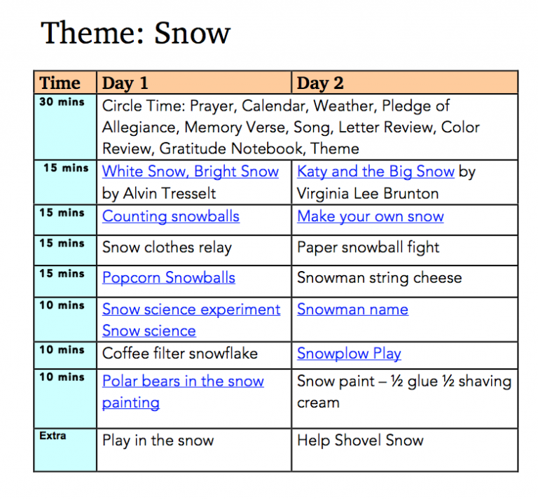 Snow Preschool Week | More Excellent Me