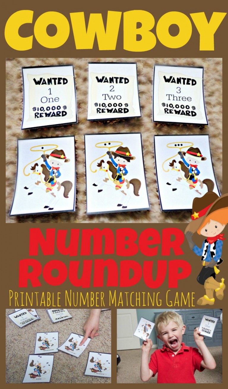 Cowboy Number Roundup Matching Game | More Excellent Me