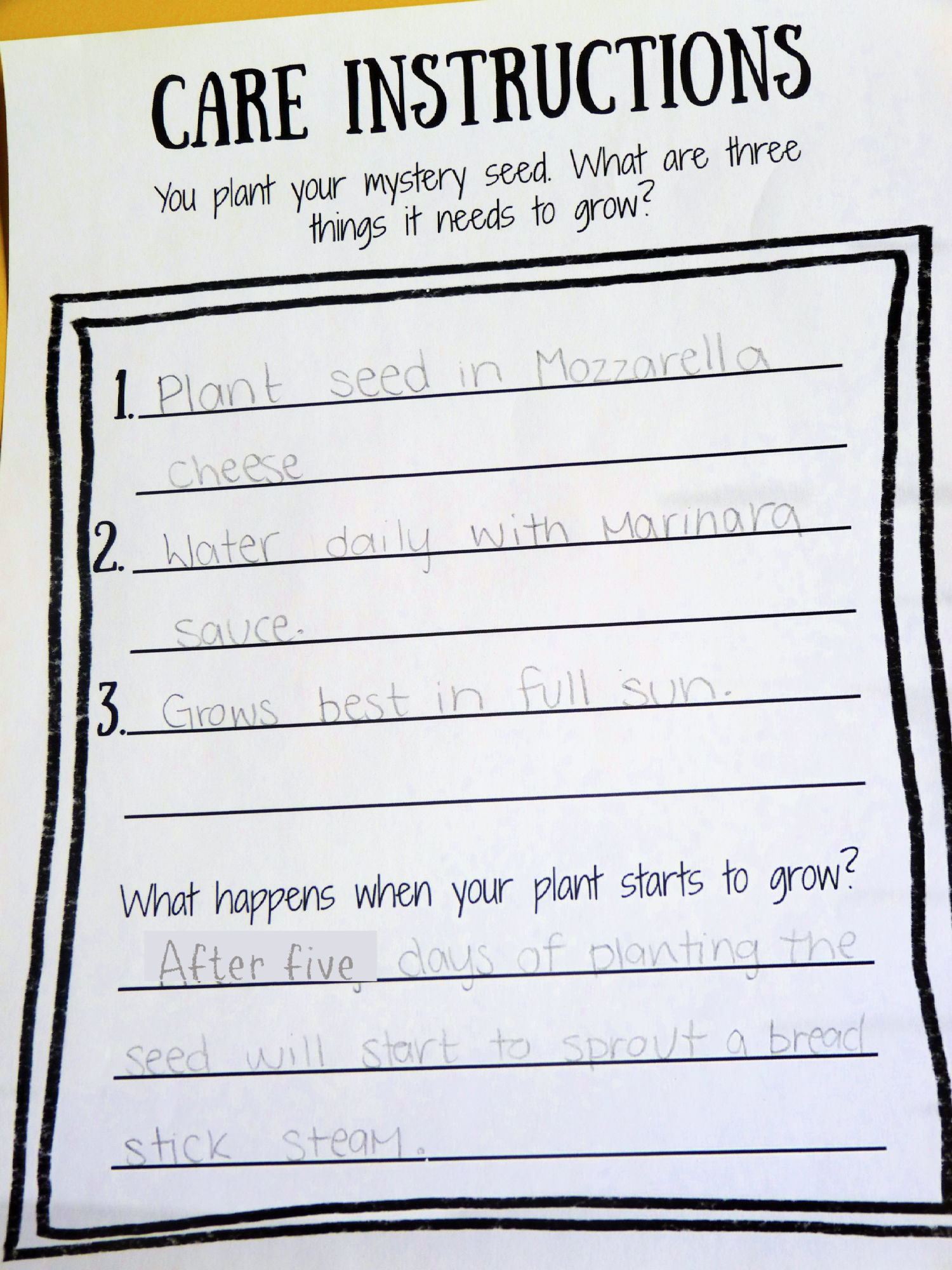 Mystery Seed Creative Writing Pack | More Excellent Me